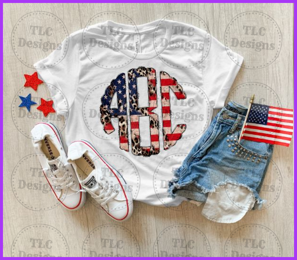 Flag Leopard Print Monogram – TLC Designs and Customs, LLP