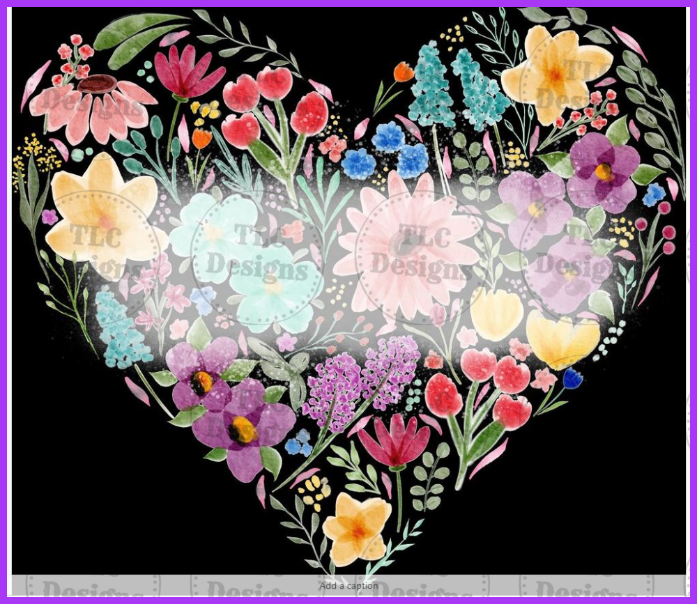 Floral Heart - semi transparent – TLC Designs and Customs, LLP