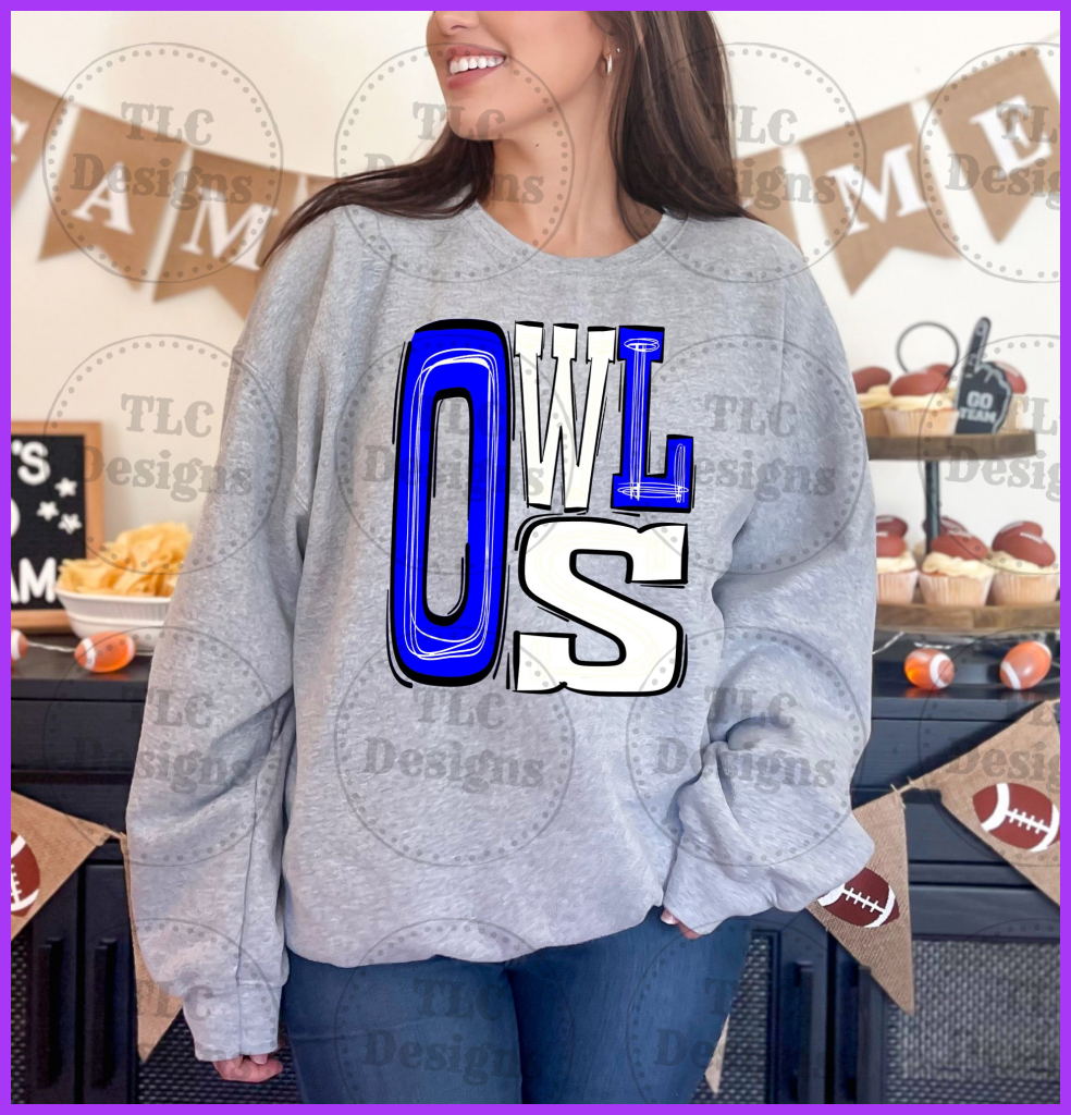 Owls Royal and white – TLC Designs and Customs, LLP